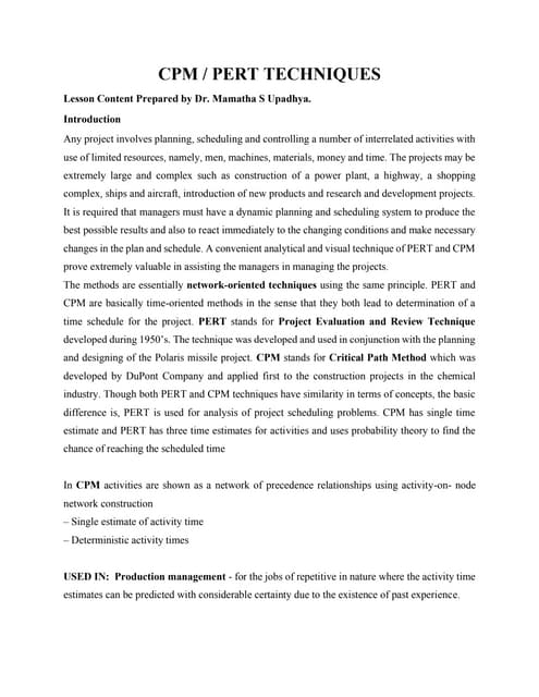 CPM AND PERT | PDF | Computer Software and Applications | Computing