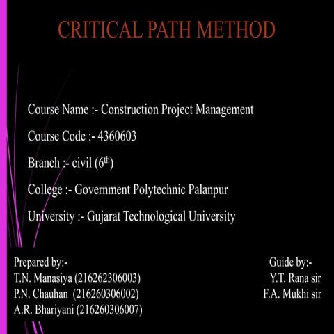 Critical path method with detailed description | PDF