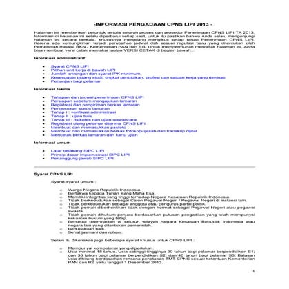 Cpns lipi 2013 | PDF