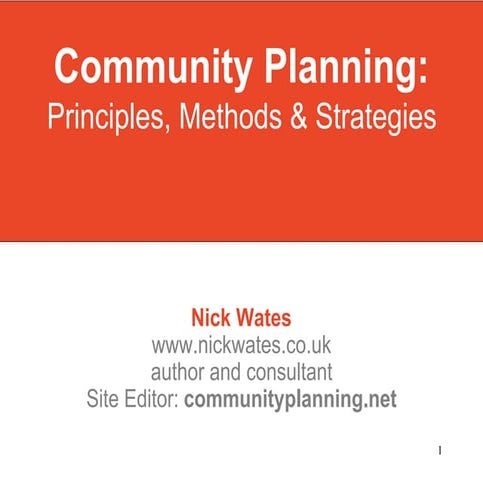Community Planning: Principles, Methods and Strategies | PPT