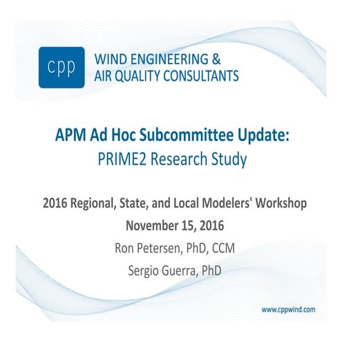APM Subcommmittee Update on PRIME2 Research Study | PPT