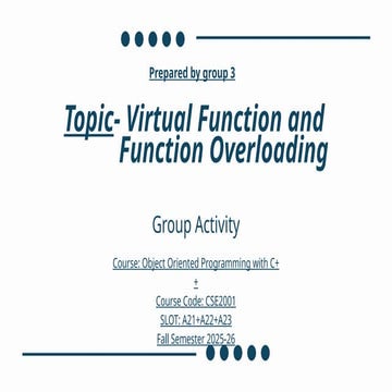 CPPVirtual Function Function Overloading | PPTX