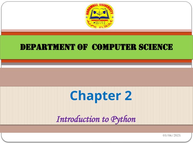 Chapter 2: Basics of programming pyton programming | PPTX Chapter 2: Basics of programming pyton programming | PPTX