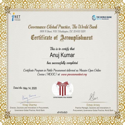 Certificate Program in Public Procurement & E-Procurement | PPT