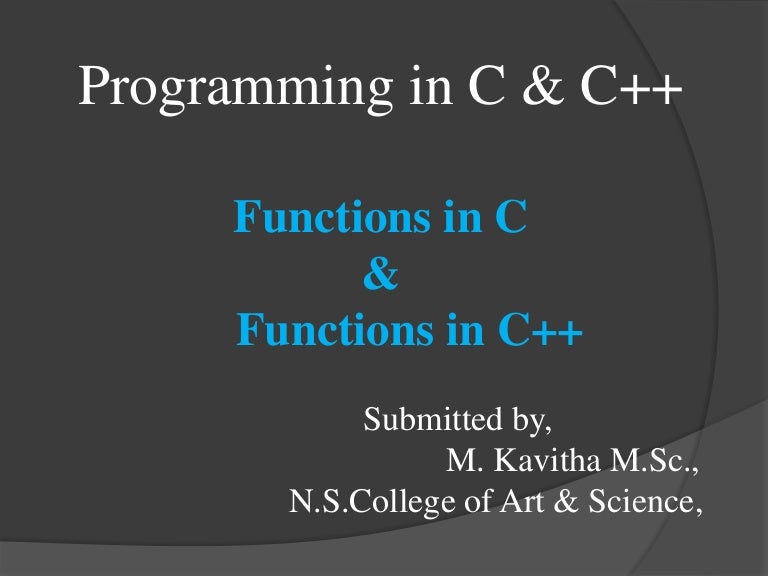 C And C Functions