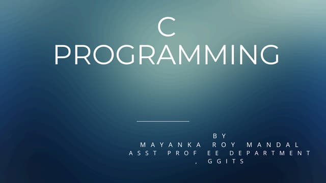 C Basics Programming Ppt By Mayanka Pdf