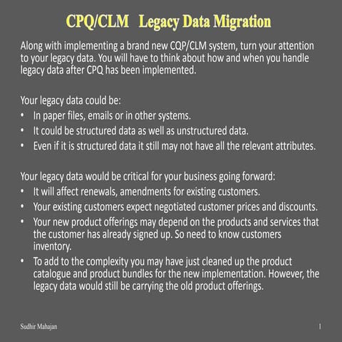 CPQ CLM Legacy Data Migration | PPTX