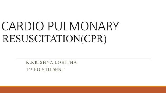 Cardiopulmonary resuscitation | PPTX | First Aid | Injuries