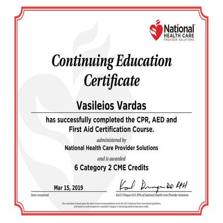 Cpr aed-first-aid-certification-course-certificate | PPT