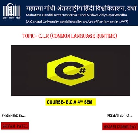 C# presentation.pptx CLR presentation in hindi language | PPTX