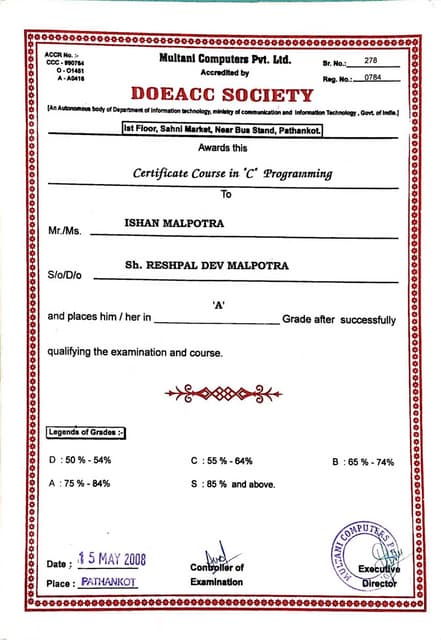 C Programming Certification Pdf 5557