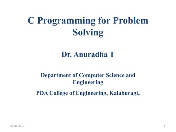 Introduction To Problem Solving In C 7655