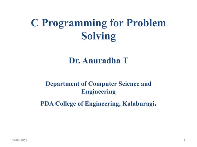 C Programming For Problem Solving Pdf Computing Technology