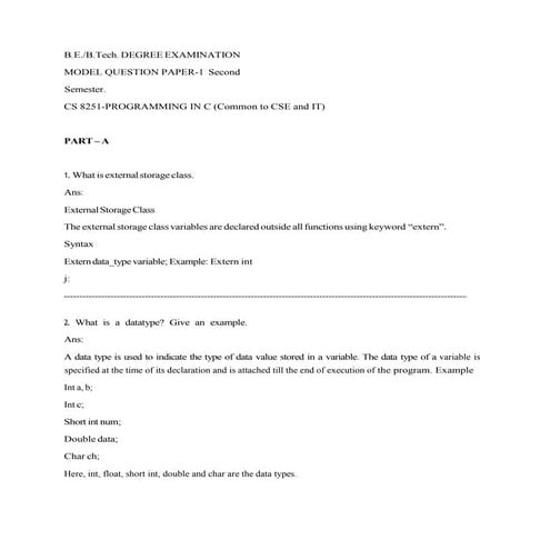 C programming for first year engineering students | DOCX