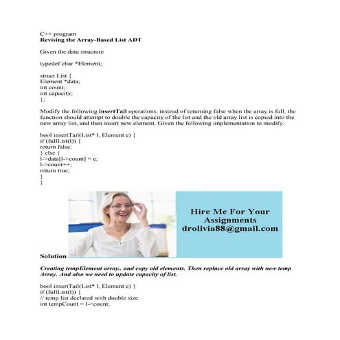 C++ program Revising the Array-Based List ADT Given the data structure.docx