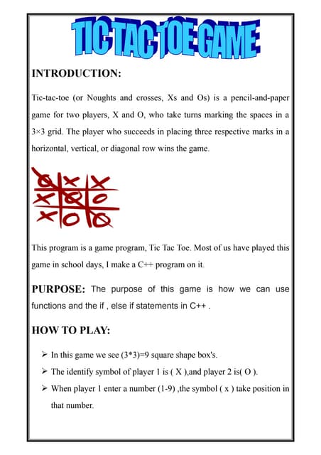 Artificial Intelligence- TicTacToe game | PPT