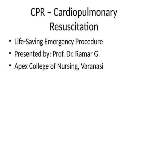 Cpr Training Session Power Point Presentation Pptx
