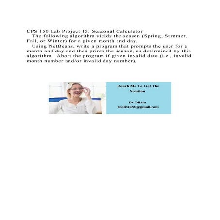 CPS 150 Lab Project 15 Seasonal Calculator The following algo.docx