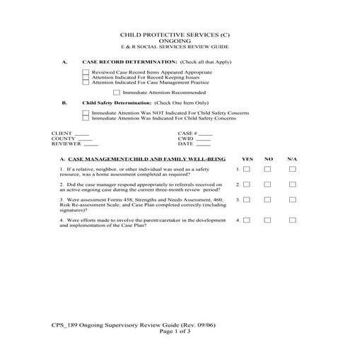 Cps 189 cps ongoing supervisory case review guide | DOC