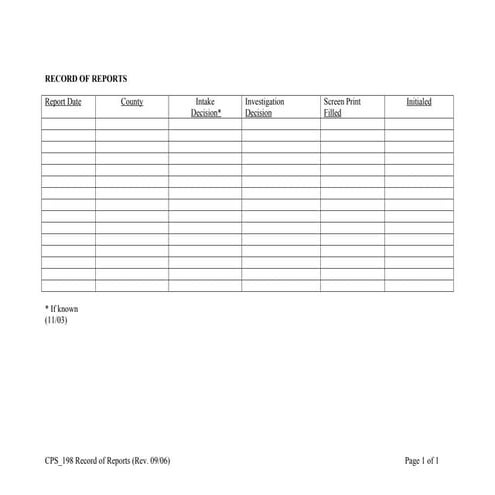 Cps 198 record of reports | DOC