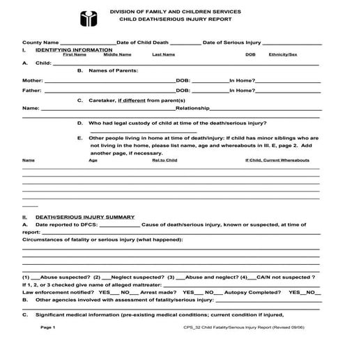Cps 32 child fatality serious injury report | DOC