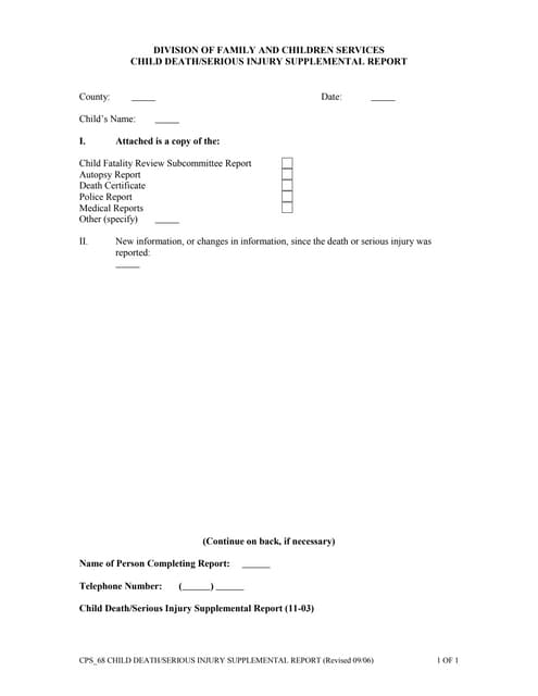 Cps 68 child death serious injury supplemental report | PDF Cps 68 child death serious injury supplemental report | PDF