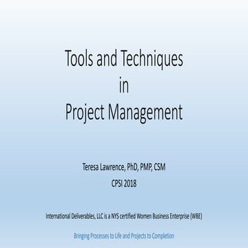 Tools and Techniques for Project Management | PPTX