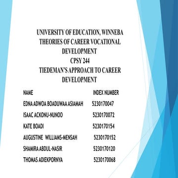 Tiedemann's Theory Of Career Development | PPTX