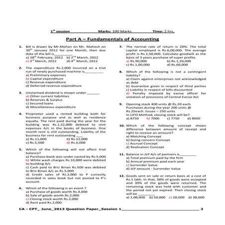Cpt june 2013 question paper with solution[carocks.wordpress.com] | PDF