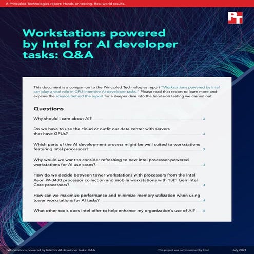 Workstations powered by Intel for AI developer tasks: Q&A | PDF