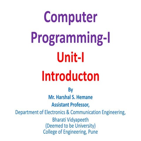 Cp C Programing Project Unit 1 Intro Pdf