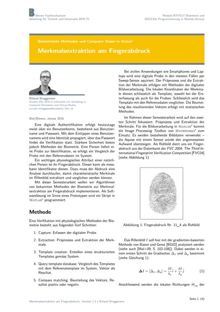 Fingerprint Analysis Preprocessing And Feature Extraction Pdf