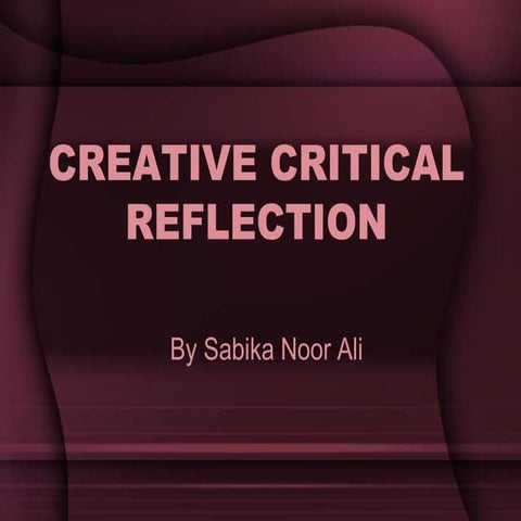 Creative Critical Reflection - The Comedown | PPTX