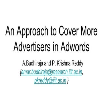 Adwords Problem Greedy Algorithm Nishanth Pptx