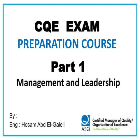 CQE Preparation | The Quality Management System | PDF