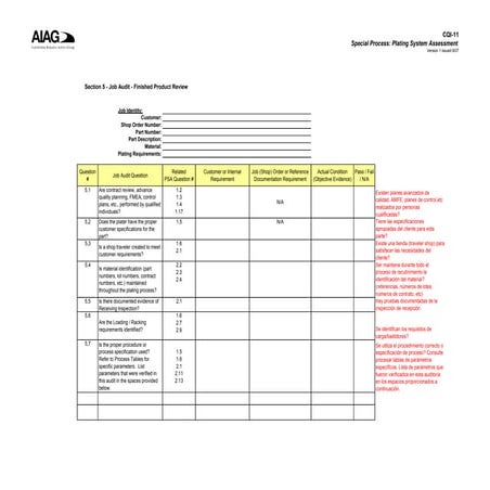 Cqi 11 plating system assessment section 5 - job audit - finished ...