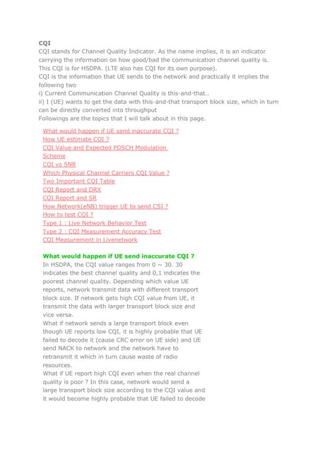 RSCP RSSI EC/NO CQI | PPTX | Computer Networking | Computing