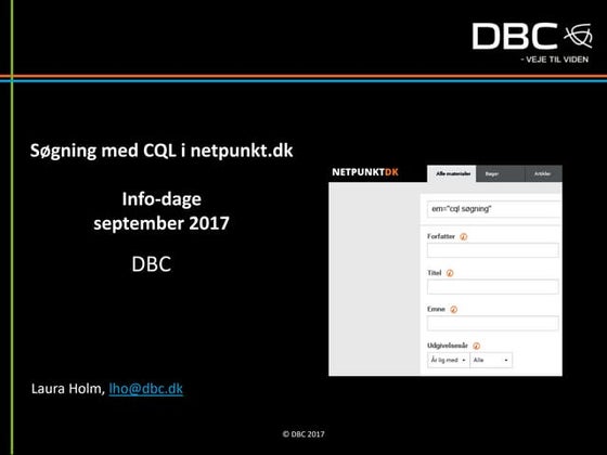 Nyt Netpunkt og søgning med CQL | PPT