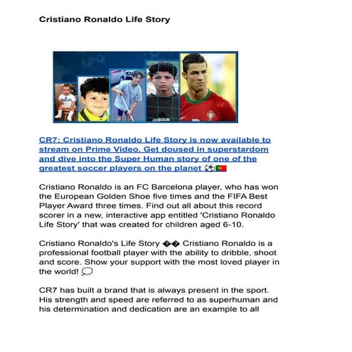 CR7- Cristiano Ronaldo Life Story is now available to stream on Prime ...