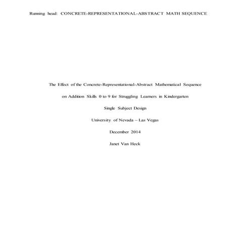 The Effect of the Concrete-Representational-Abstract Mathematical ...