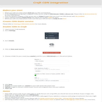 Guide with detailed instructions for Craft CDN integration | PDF