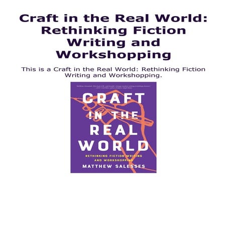 [PDF] 책 Craft in the Real World: Rethinking Fiction Writing and ...