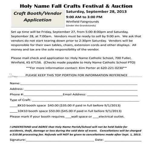 Craft fair vendor registration 2013 | PDF | Arts and Crafts | Hobbies ...