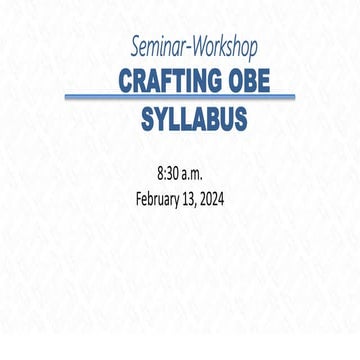Crafting-OBE-Syllabus.ppt for education. | PPTX