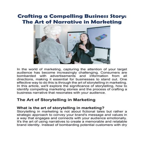 Crafting a Compelling Business Story - The Art of Narrative in ...
