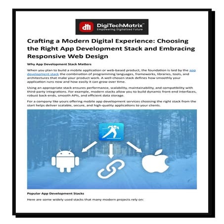 Crafting a Modern Digital Experience Choosing the Right App Development Stack and Embracing ...