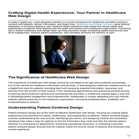 Crafting Digital Health Experiences Your Partner in Healthcare Web ...