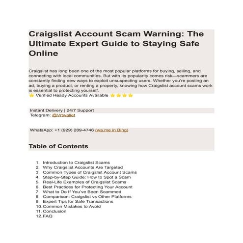 Comprehensive Guide to Avoiding Craigslist Account Scams and Staying ...