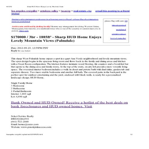 Craigslist ad 9.25.2012