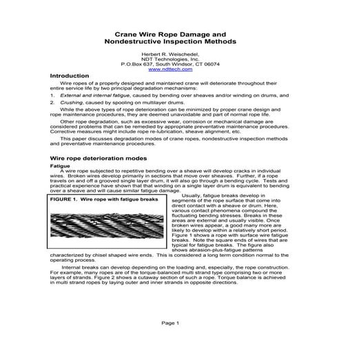 Crane wire rope damage and inspection methods | PDF